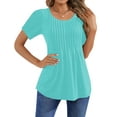 Fantaslook Women's Pleated Short Sleeve Tunic Top Summer Blouses ...