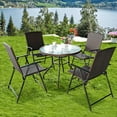 Gymax Folding Rattan Chair Brown 4 PCS Outdoor Indoor Furniture ...