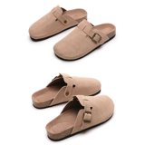 BERANMEY Women's Suede Clogs & Mules Stylish Leather Mules with Arch ...
