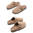 Beranmey Womens Suede Clogs And Mules Stylish Leather Mules With Arch Support And Cork Footbed
