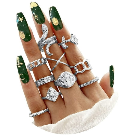 Gold and Silver Knuckle Ring Set Bohemian Crystal Snake Vintage ...