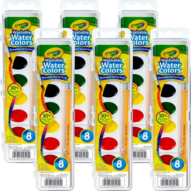 Crayola Washable Watercolors 8 Colors, Multipack Of 6- - Walmart.com ...