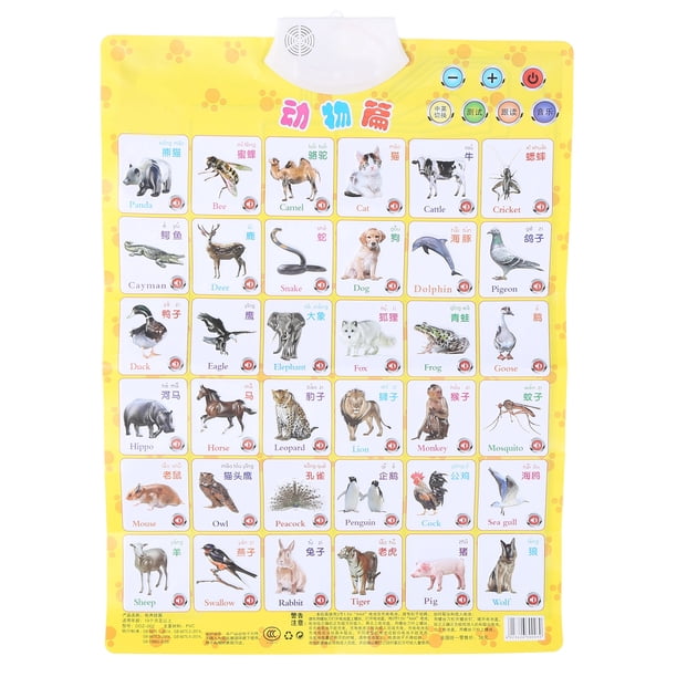Preschoolers Educational Poster Chart,Animal Learning Bilingual Poster ...