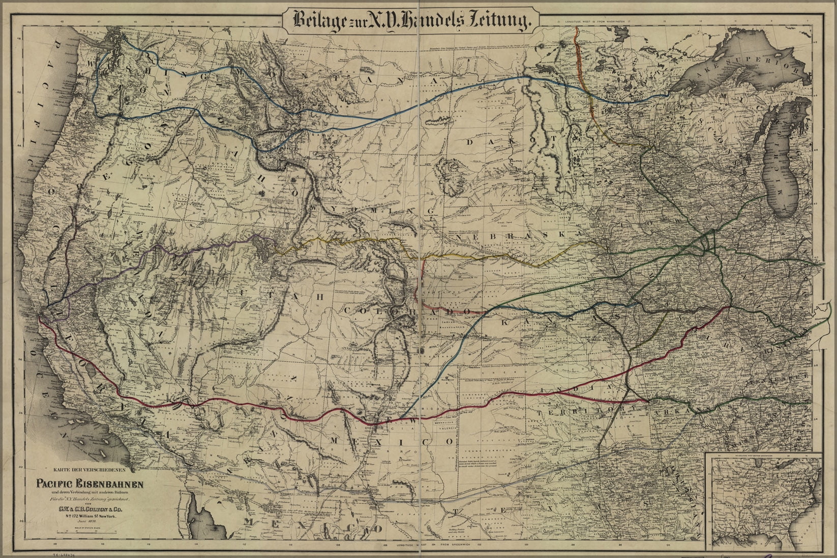 United States Map 1870