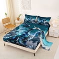 Aikeke Ice Dragon Queen Sheets 4 Pieces, Gradient Blue Crystal Animal ...