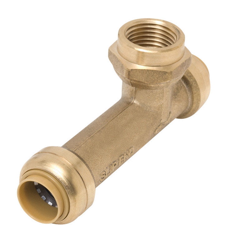 SharkBite 1/2 in. Push x 1/2 in. Dia. FPT Brass Threaded Center Tee ...