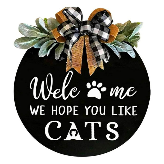 Welcome Sign Hanger Wreath You Like Dogs/Cats Decoration Plaques for ...