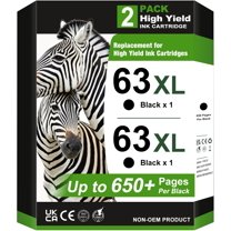 2 Pack High Yield 63XL Black Ink Cartridges, Compatible with HP 63xl ...