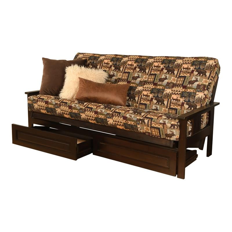 Pemberly Row Contemporary Storage Futon with Multi-Color Fabric ...