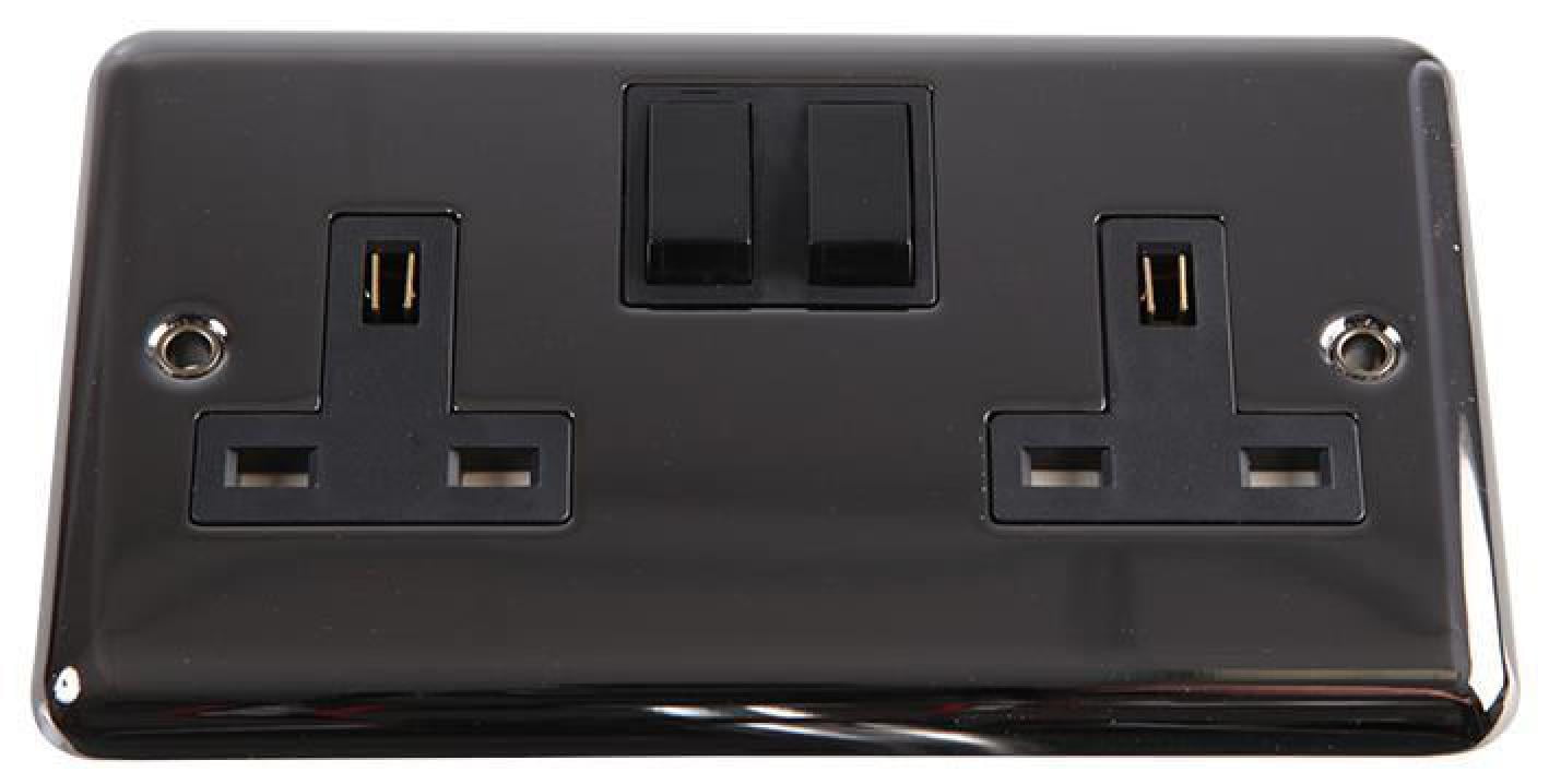 VOLEX ACCESSORIES 2 Gang DP 13A Switched Socket, Brushed Stainless ...