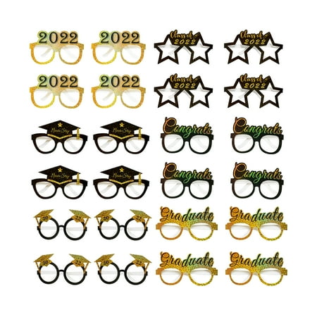 Yeacher 24PCS Graduation Paper Eyeglasses 2022 Glitter Glasses Photo ...