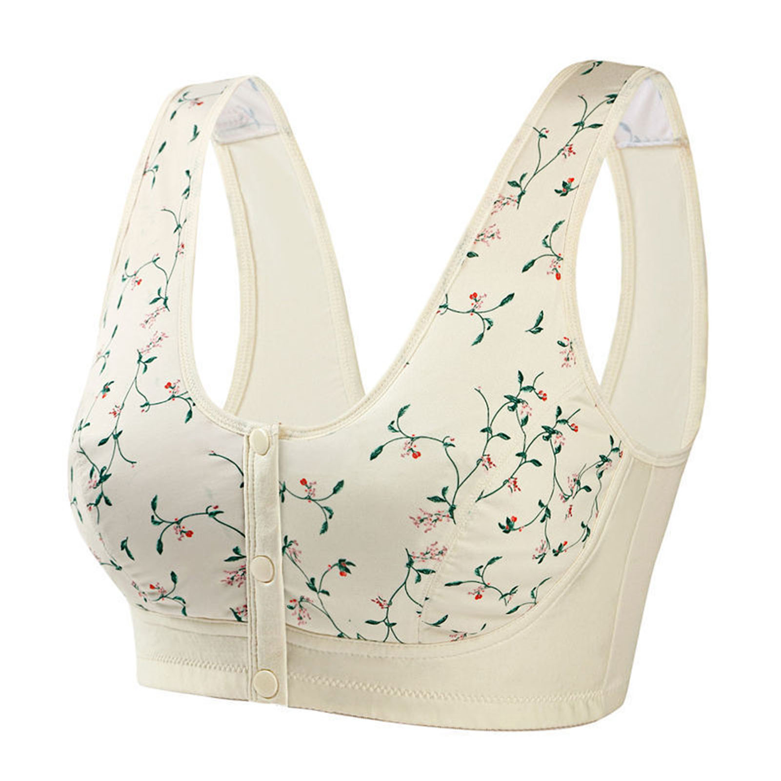 Grofry Vest Bra Floral Print Push Up Brassiere No Underwire Front ...