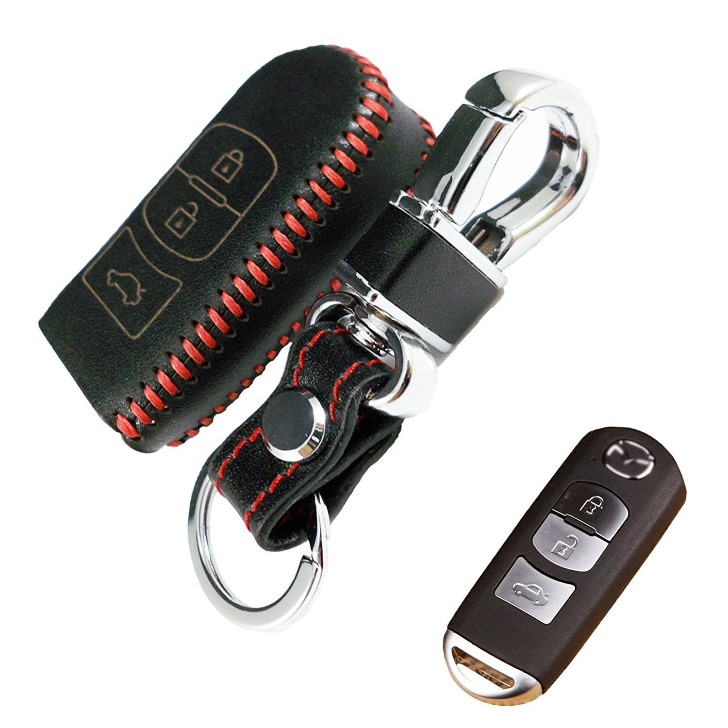 Xotic Tech 1 Piece Black Premium Leather 3D Key Fob Holder Cover For ...
