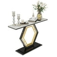 FLIP TRADE Sintered Stone Console Table with Geometric Base Sofa Table ...