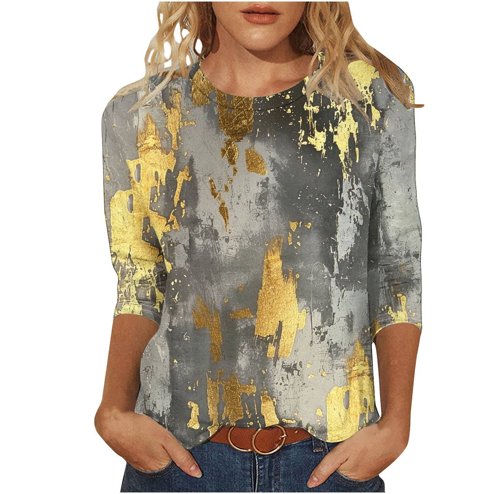 Click here for Hkejiaoi Womens Floral Printed 3/4 Length Sleeve S... prices