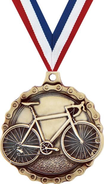 Road Bike Medals, 2" Gold Diecast Road Bike Medal Award 10 Pack ...