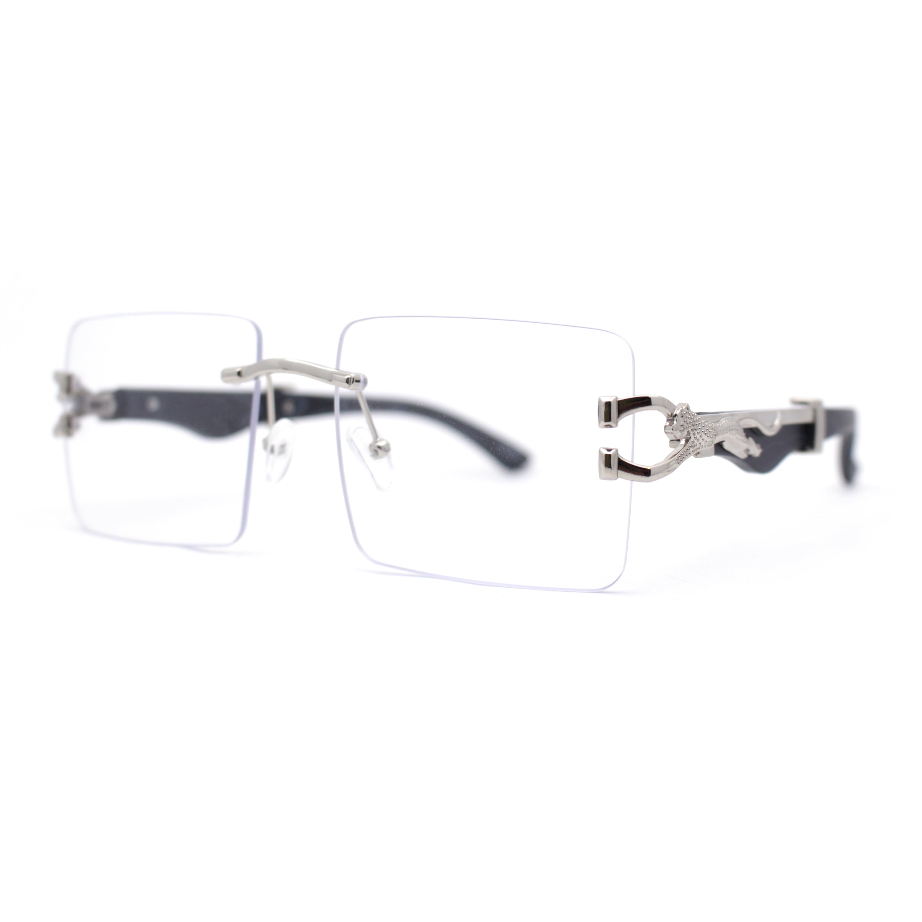 Cougar OG Gangster Rapper Clear Lens Rimless Wood Buffs Eyeglasses ...