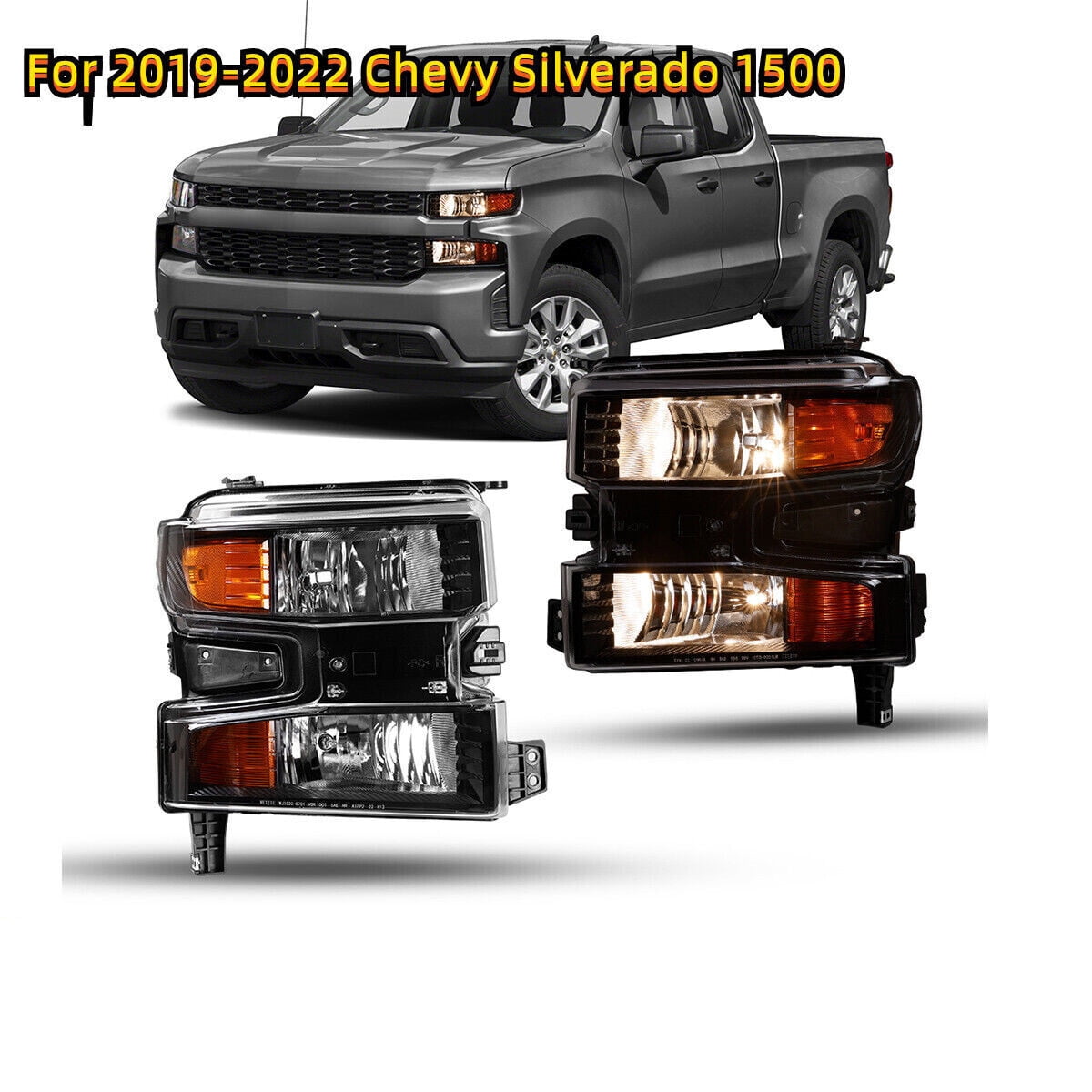 For 2019-2022 Chevy Silverado 1500 Projector Headlights Black Clear ...