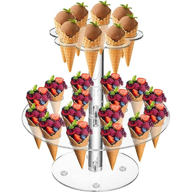 Double Layers 24 Holes Ice Cream Cones Display Bracket Baking Tools ...
