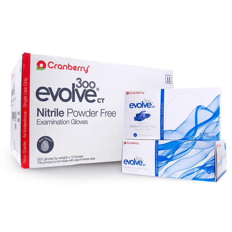 Cranberry Evolve CT 300 Nitrile Powder Free Exam Drug Safe Medical Gloves