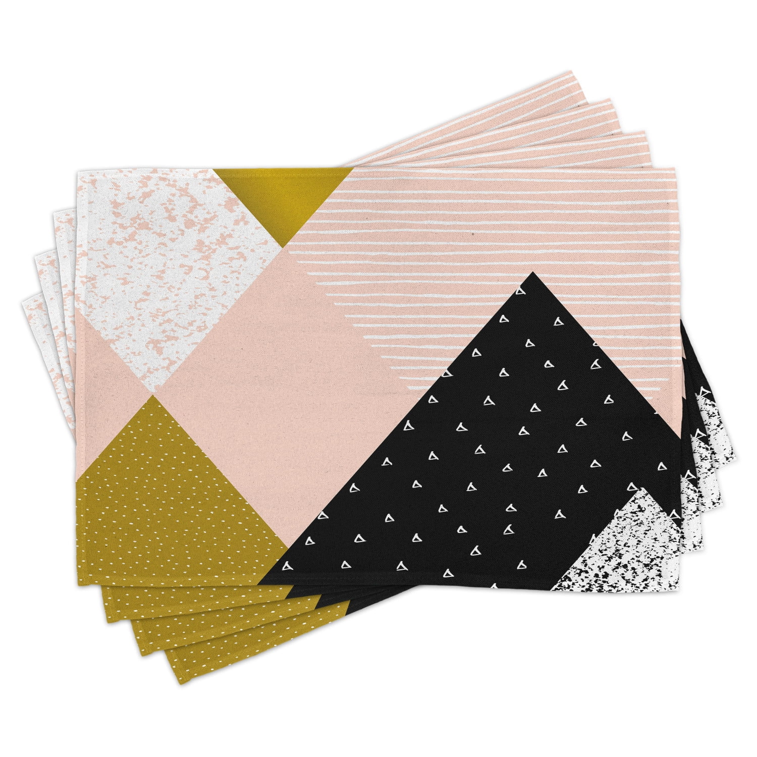 Geometric Placemats Set of 4 Abstract Composition Hand Drawn Vintage ...