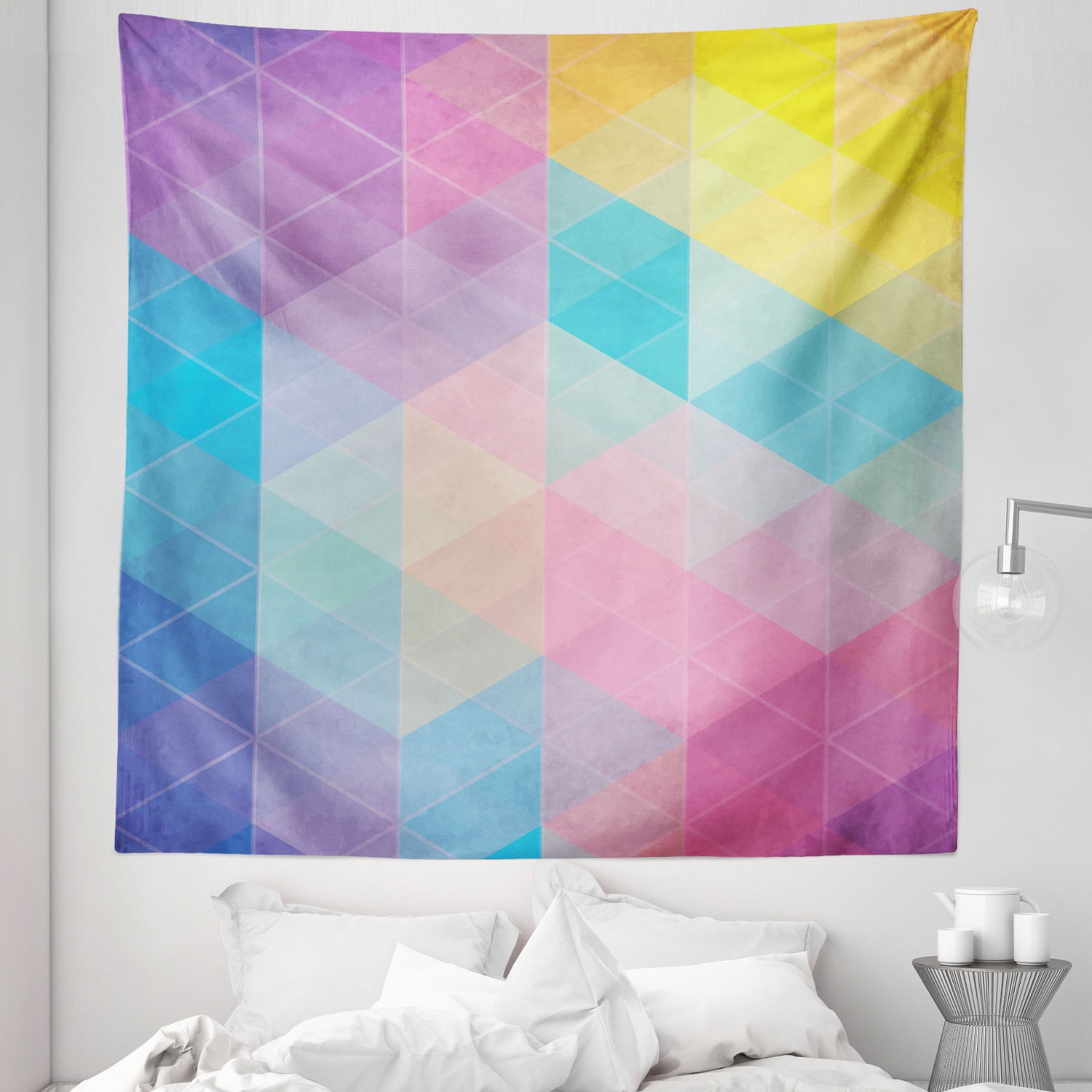 Indie Tapestry, Abstract Triangles Classical Diamond Line Pattern in ...