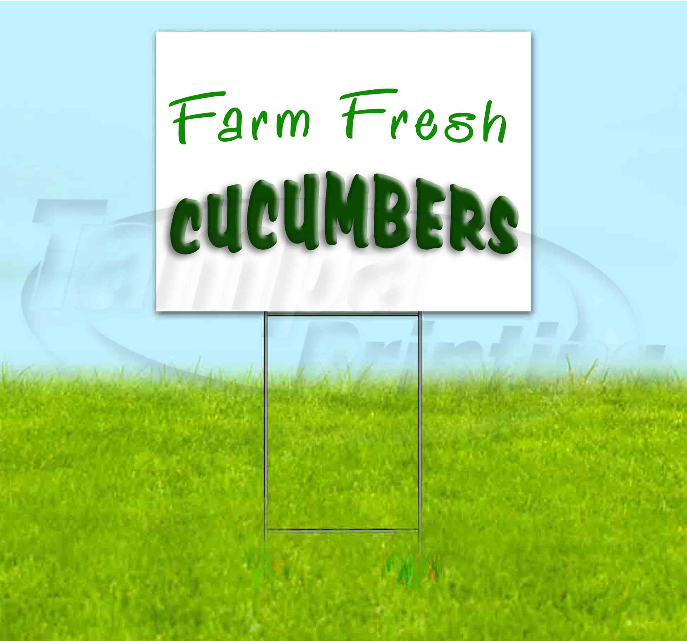 Farm Fresh Cucumbers (18" x 24") Yard Sign, Includes Metal Step Stake ...