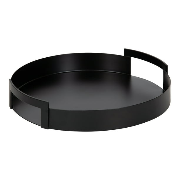 Kate and Laurel Myo Modern Round Metal Tray, 15 Inch Diameter, Black ...