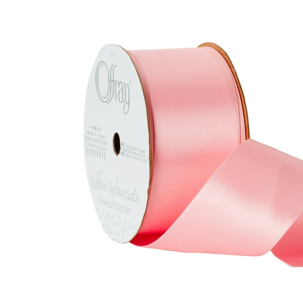 Offray Ribbon, Pink 1 1/2 inch Double Face Satin Polyester Ribbon, 12 ...