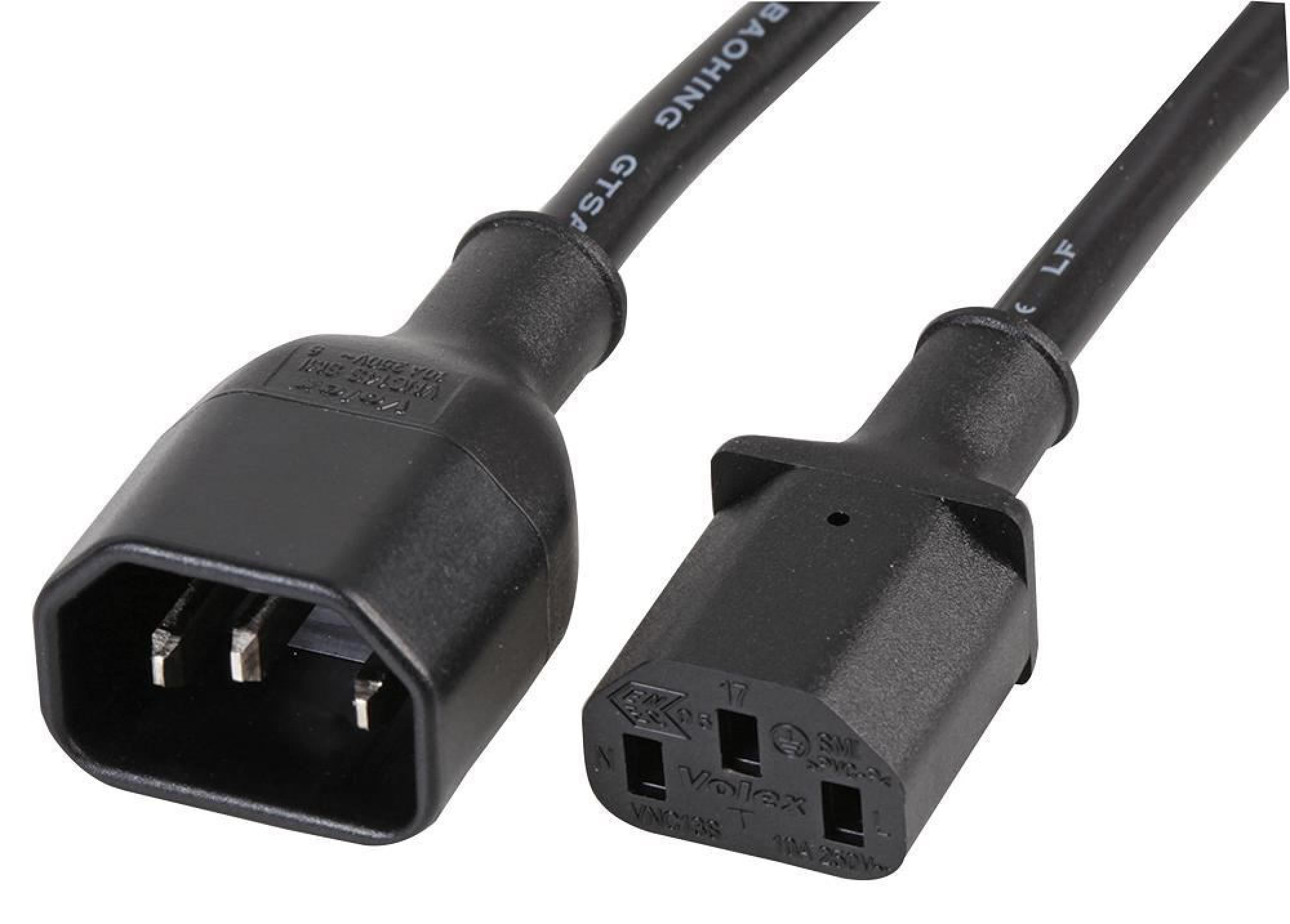 VOLEX - IEC C14 to C13 Power Lead, 2m, 10A, 250V - Walmart.com