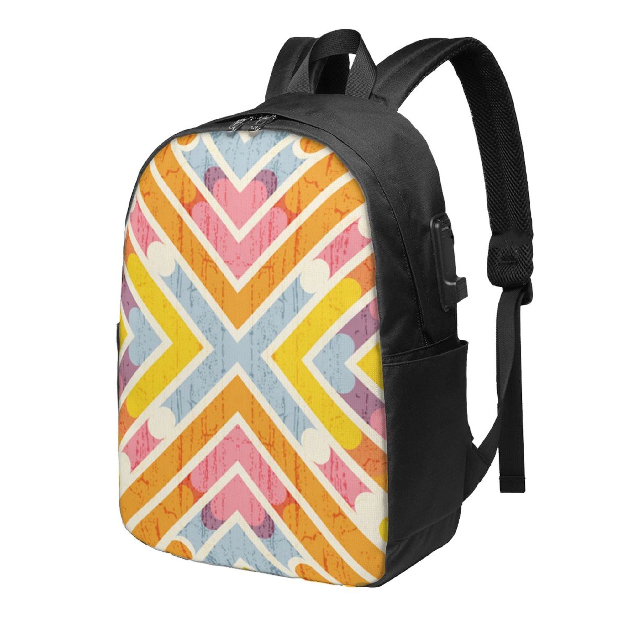 YFYANG 17" Laptop Backpack, Yellow Line Geometric Pattern Fashion ...