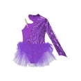 iEFiEL Kids Girls Shiny Sequins Ballet Dance Leotard Single Long Sleeve ...