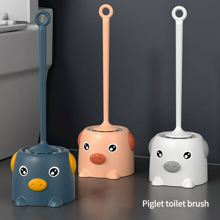 Biplut Cute Pig Toilet Brush Soft Bristles Effective Creative Strong Decontamination Punch free Toilet Cleaning Brush for Home Blue Walmart