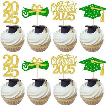 2025 Ercadio 36 Pack 2025 Graduation Cap Cupcake Toppers - Deep Blue ...
