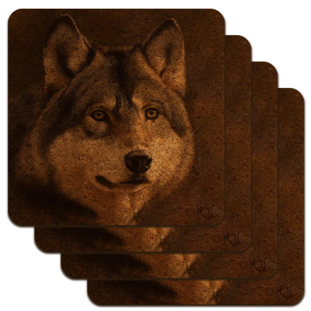 Timberwolf Timber Wolf Wolves Low Profile Novelty Cork Coaster Set ...