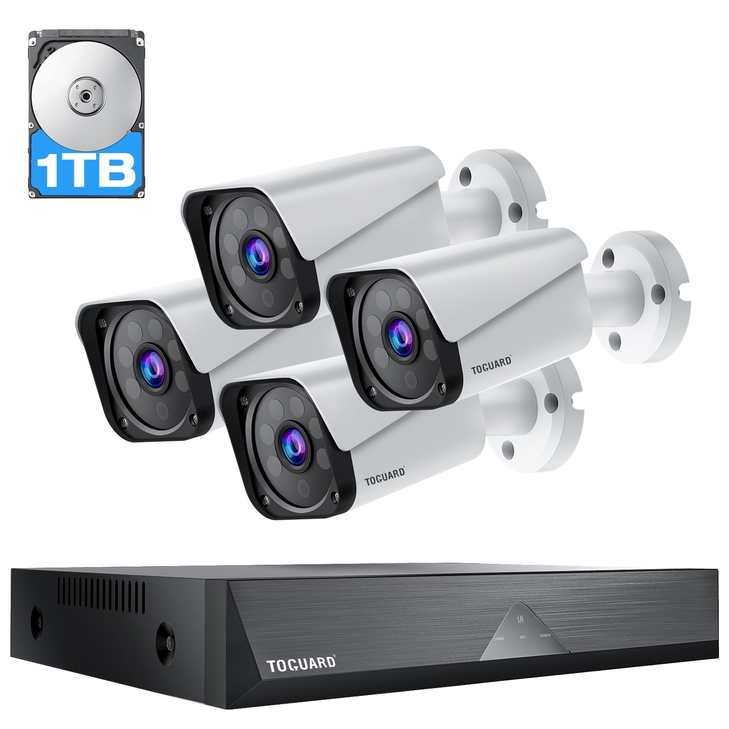 TOGUARD CCTV Security Camera System 1080P Stable Wired Camera Security ...