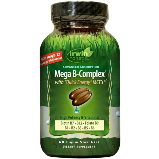 Irwin Naturals Mega B Complex Diet Supplement, 60 Count - 2 Packs ...