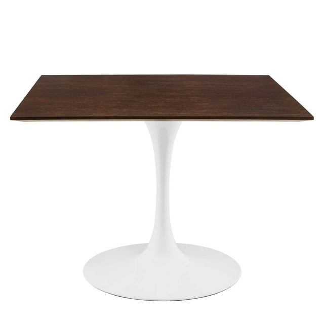 40 inch Dining Table, Square, White Walnut, Wood, Metal Steel, Modern ...