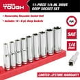 Hyper Tough 11-Piece 1/4 Inch Drive Deep SAE Socket Set Chrome Vanadium ...