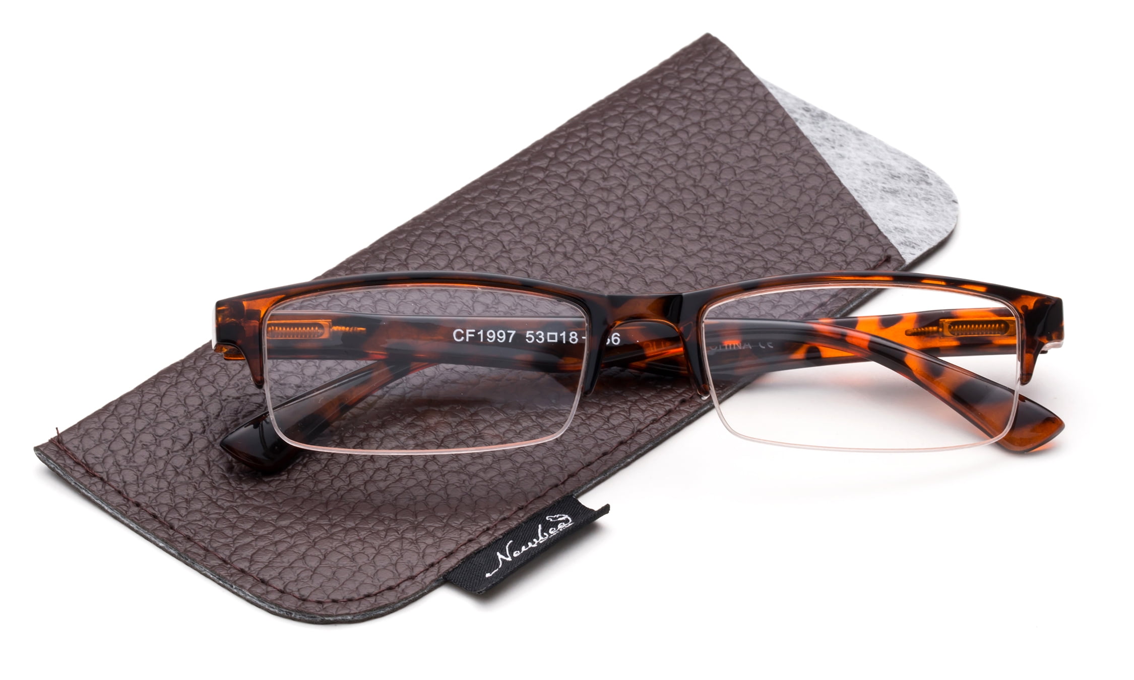 Newbee Fashion Half Frame Rectangle Clear Lens Glasses Slim Modern Look ...