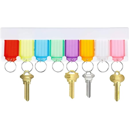Uniclife Key Tag Rack with 8 Assorted Colors Tags Wall Mounted Key ...