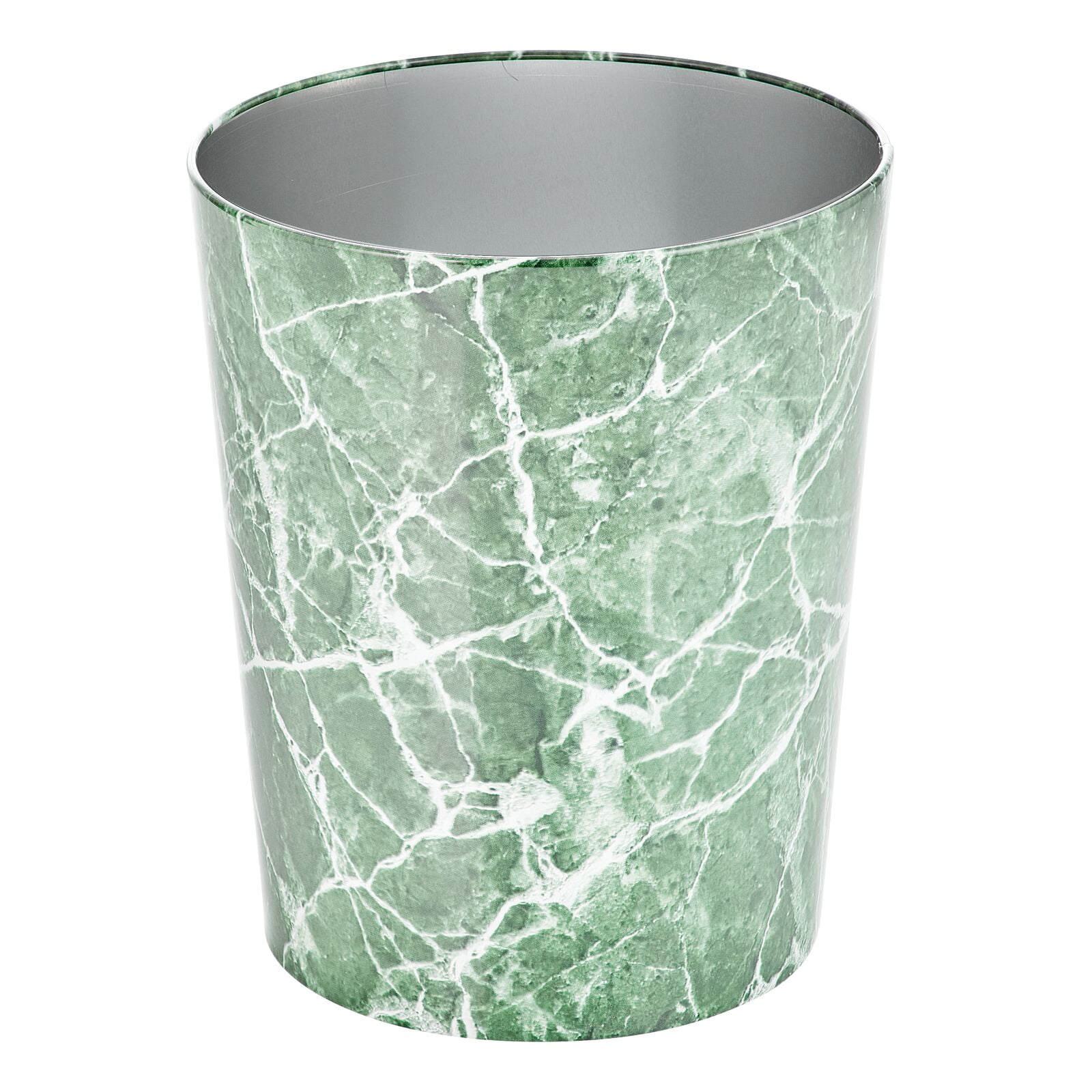 mDesign Round Metal Small 1.7 Gallon Recycle Trash Can Wastebasket ...