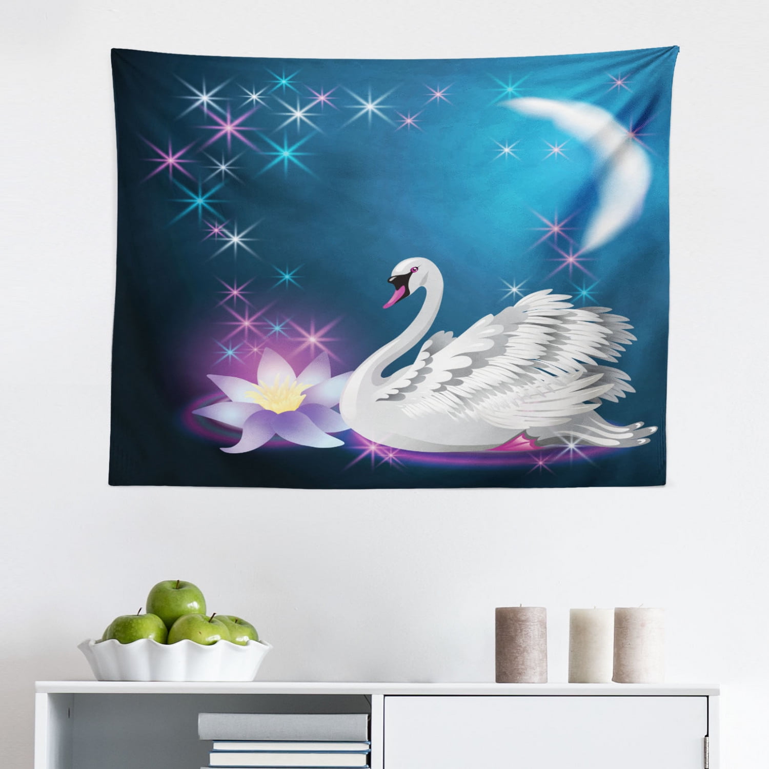 Swan Tapestry, Exquisite Black Swan River Calligraphy Style ...
