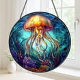 Coastal Jellyfish Stained Glass Style Suncatcher, Ocean Marine Window ...