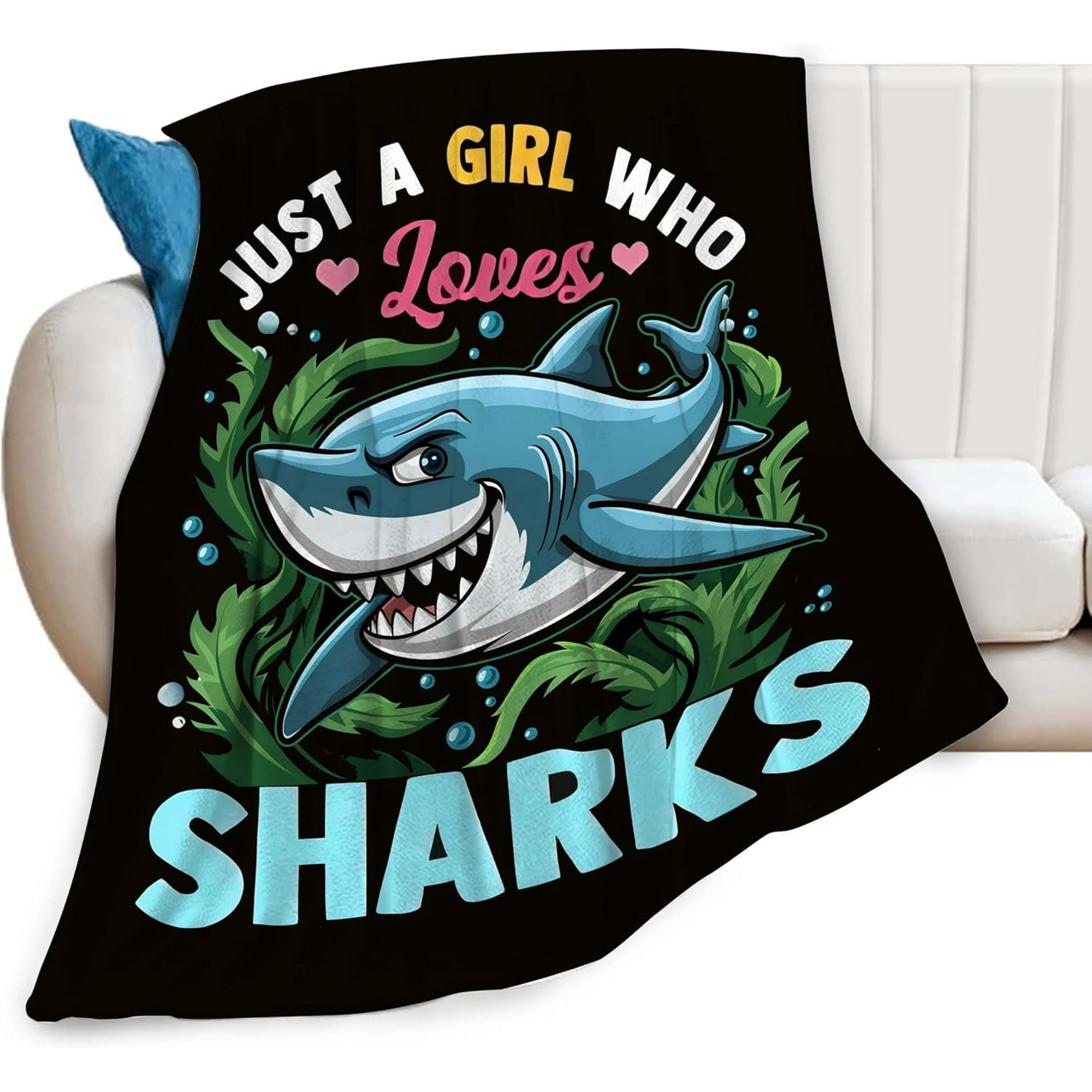Click here for Walfour Girl Who Loves Sharks Blanket Ocean Sharks... prices