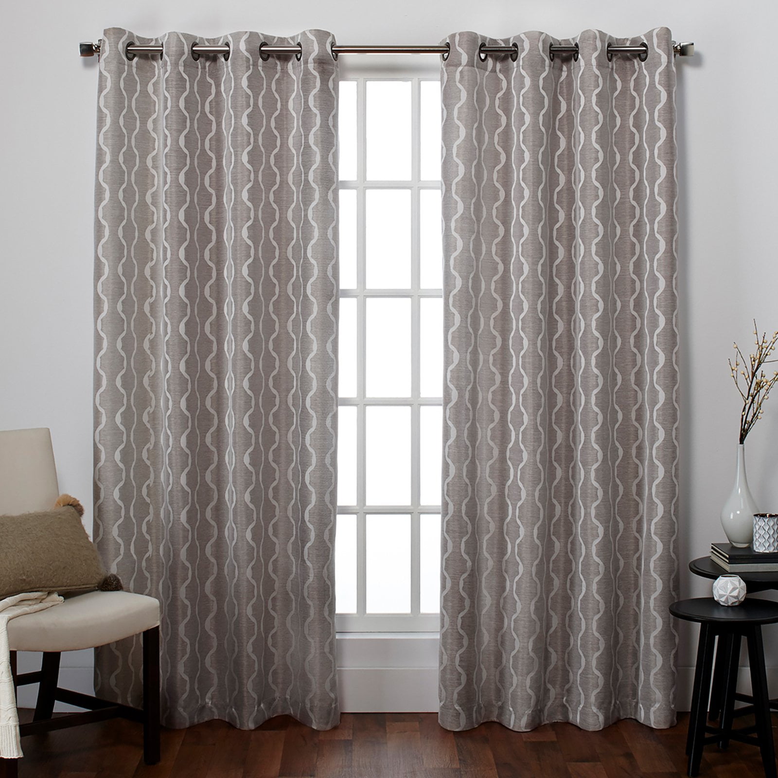 Exclusive Home Curtains 2 Pack Baroque Textured Linen Look Jacquard