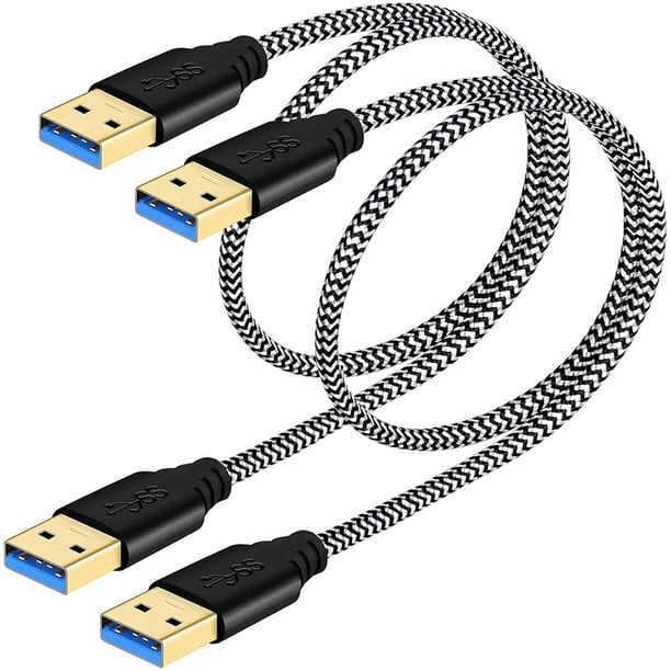 Fasgear USB to USB Cable 1.6ft 2 Pack-Nylon Braided USB 3.0 A to A ...