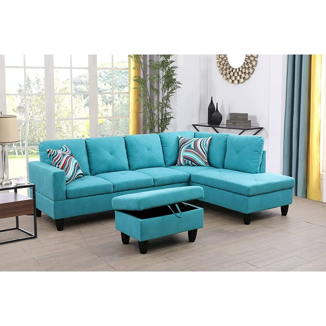 Brea3 Piece Right Facing Sectional Sofa Set With Ottoman - Walmart.com