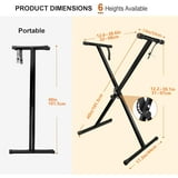 Likegreen Adjustable Single-X-Style Keyboard Stand with Locking Straps ...