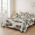 3 Pieces Queen Quilt Set,Winter Pine Cone Leaf Soft Bedding Sets with 1 ...